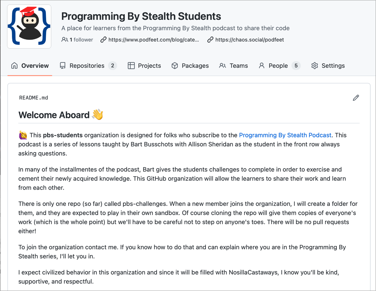 Introducing the Programming By Stealth Student Organization in GitHub ... Introducing the Programming By Stealth Student Organization in GitHub ...